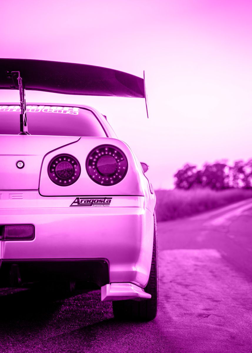 'GTR R34' Poster, picture, metal print, paint by Faissal Thomas | Displate