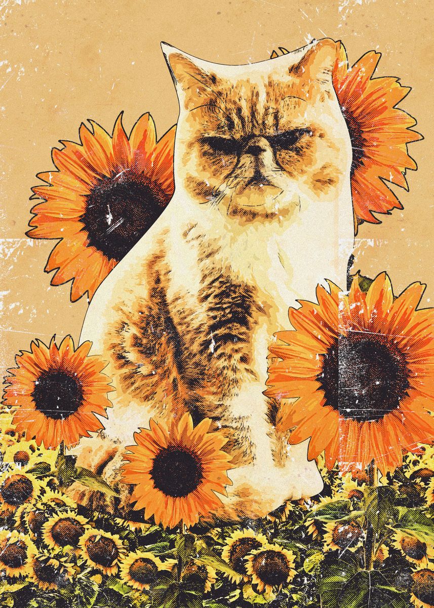 'Suncat' Poster, picture, metal print, paint by Colorize Studio | Displate