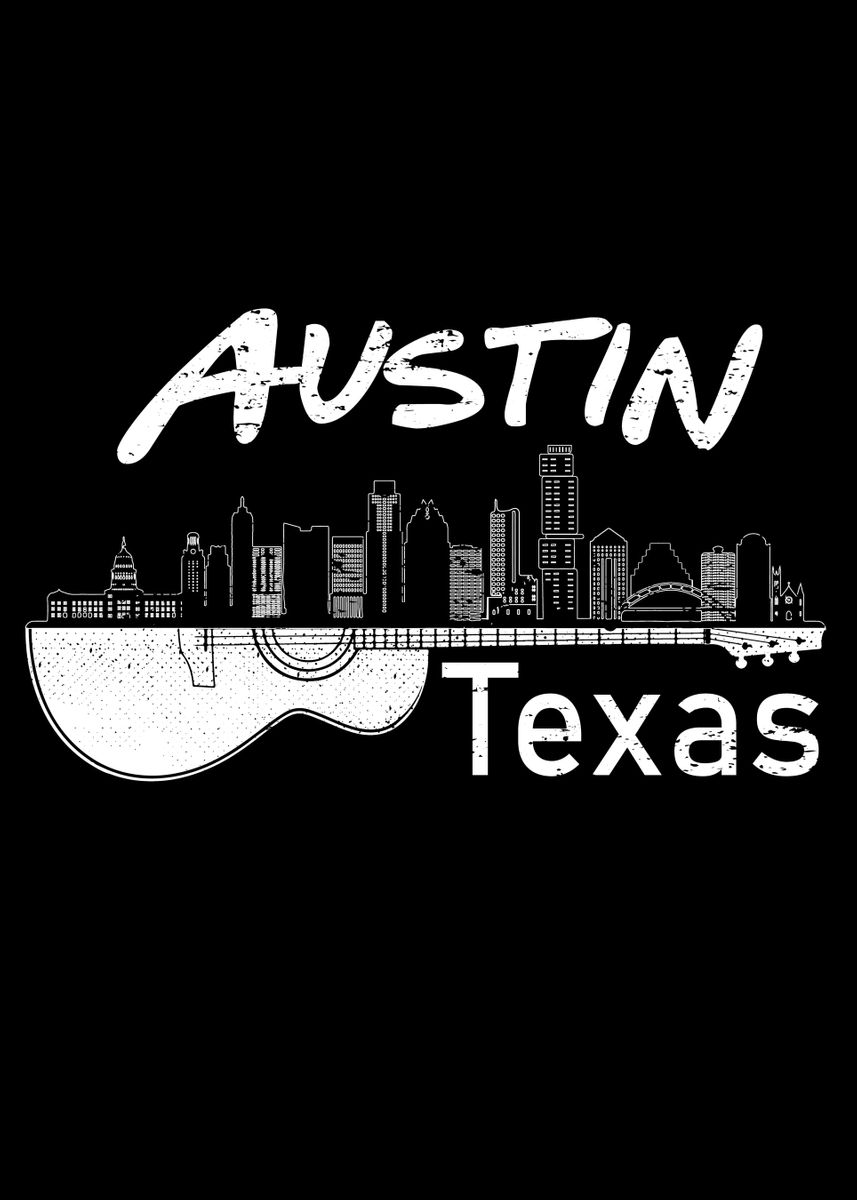 'Austin Texas Guitar Music' Poster, picture, metal print, paint by ...