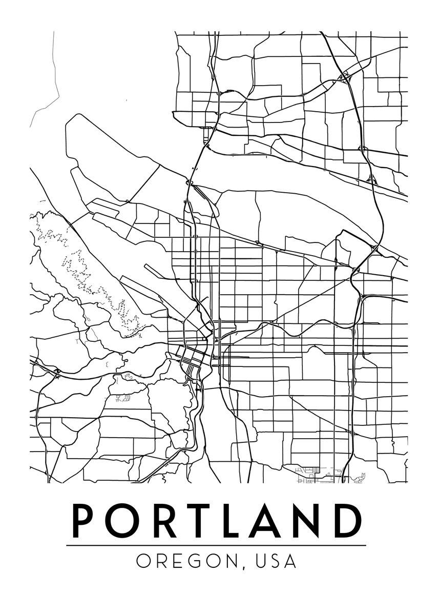 'Portland Oregon Map' Poster, picture, metal print, paint by Neo Design ...
