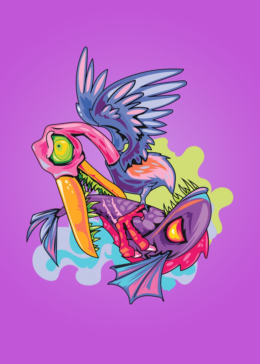 'Colorful aquatic seagull' Poster, picture, metal print, paint by ...