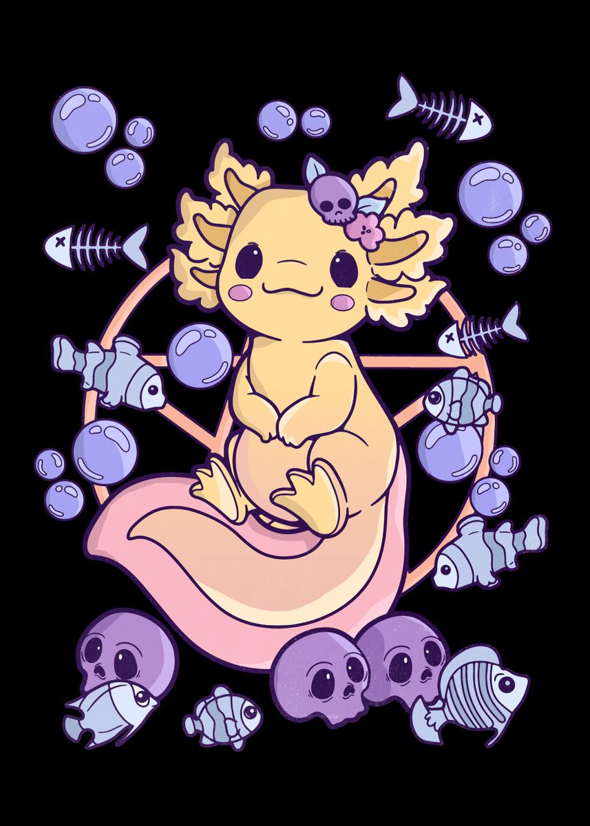'Chibi Horror Scary Axolotl' Poster by PangolinArts | Displate