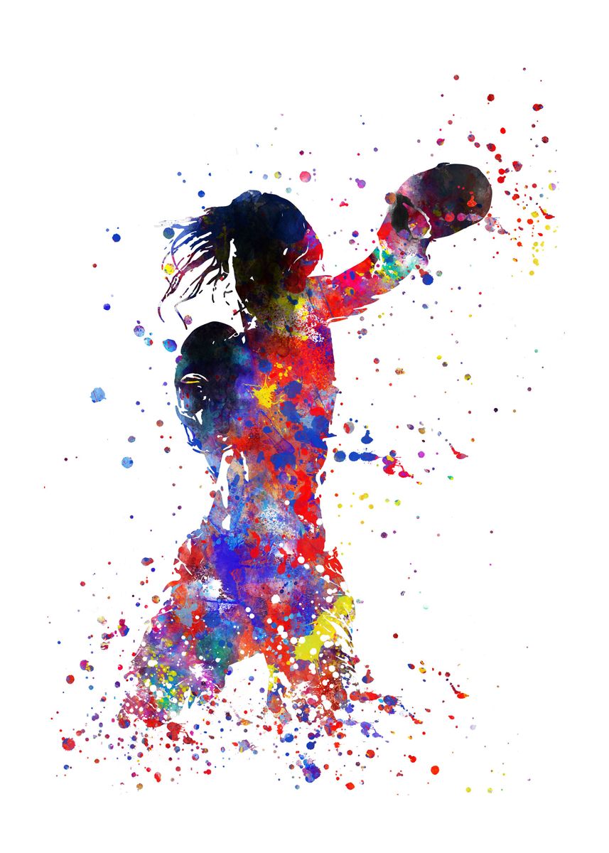'Woman boxer' Poster, picture, metal print, paint by RosaliasArt | Displate
