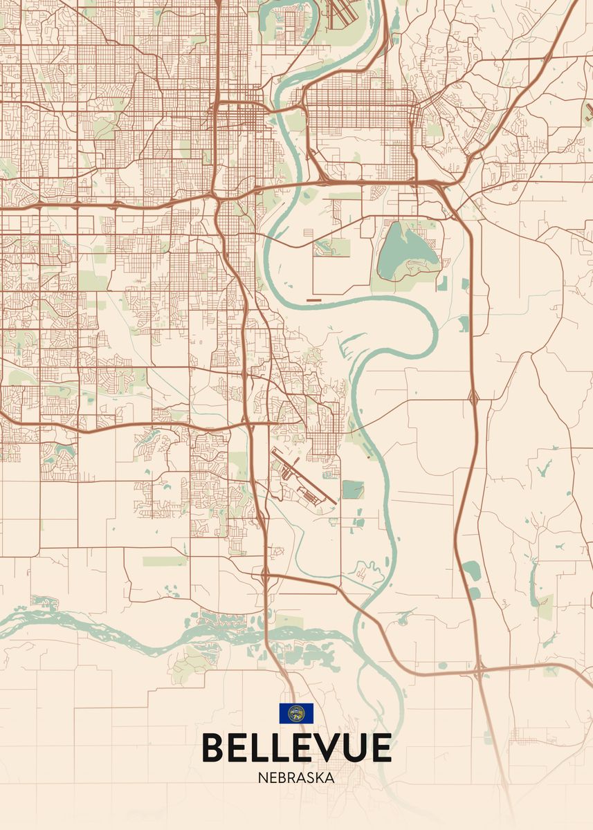 'Bellevue NE' Poster, picture, metal print, paint by IMR Designs | Displate