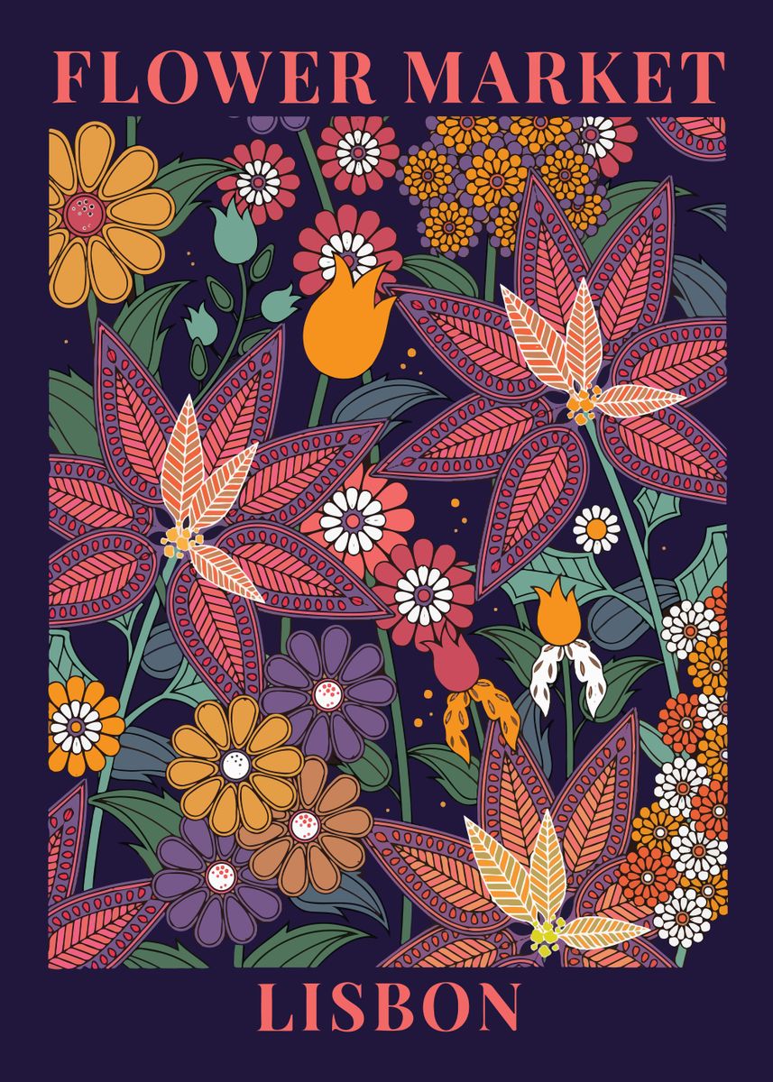 'Flower market Lisbon' Poster, picture, metal print, paint by Barry ...