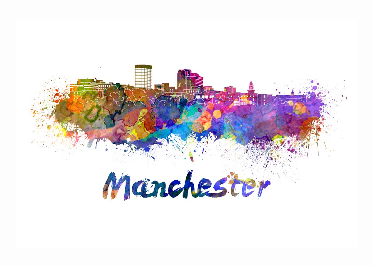 'Manchester NH skyline' Poster by Cristina Romero | Displate