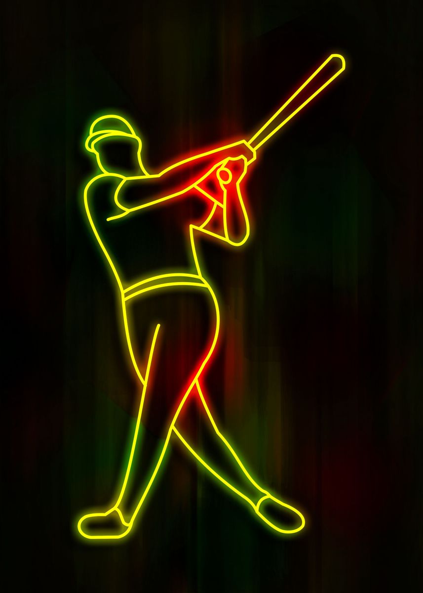 'neon baseball2' Poster by Izmo Scribbles | Displate