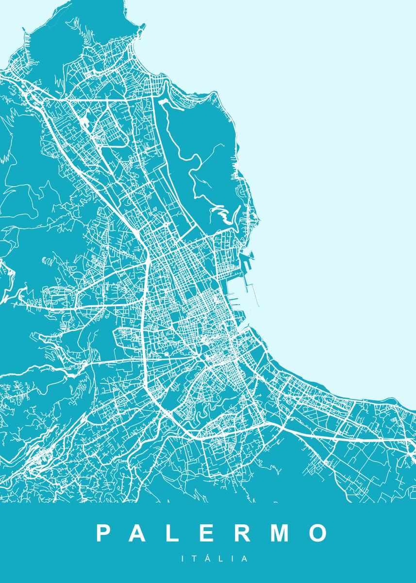 'PALERMO Map ITALY ' Poster, picture, metal print, paint by UrbanMaps ...