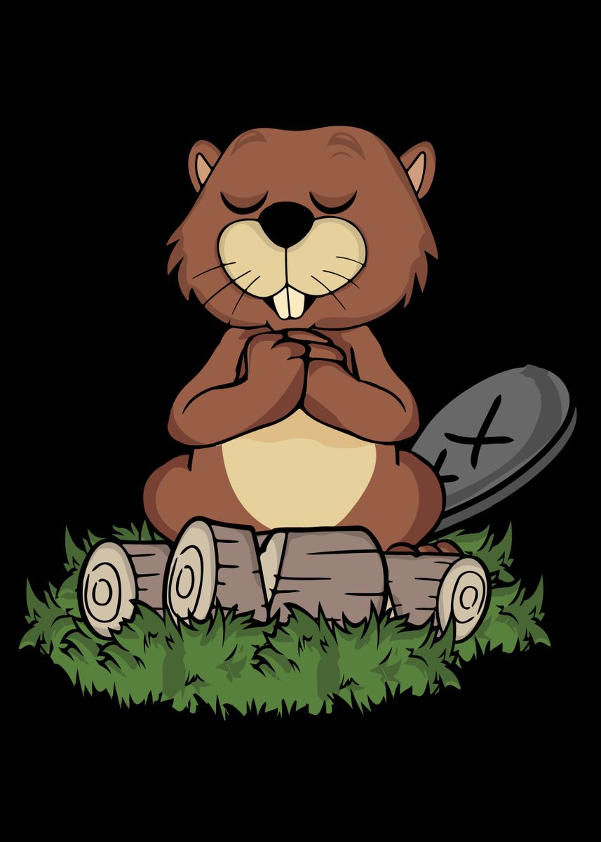 'Yoga Beaver Meditation' Poster by PangolinArts | Displate