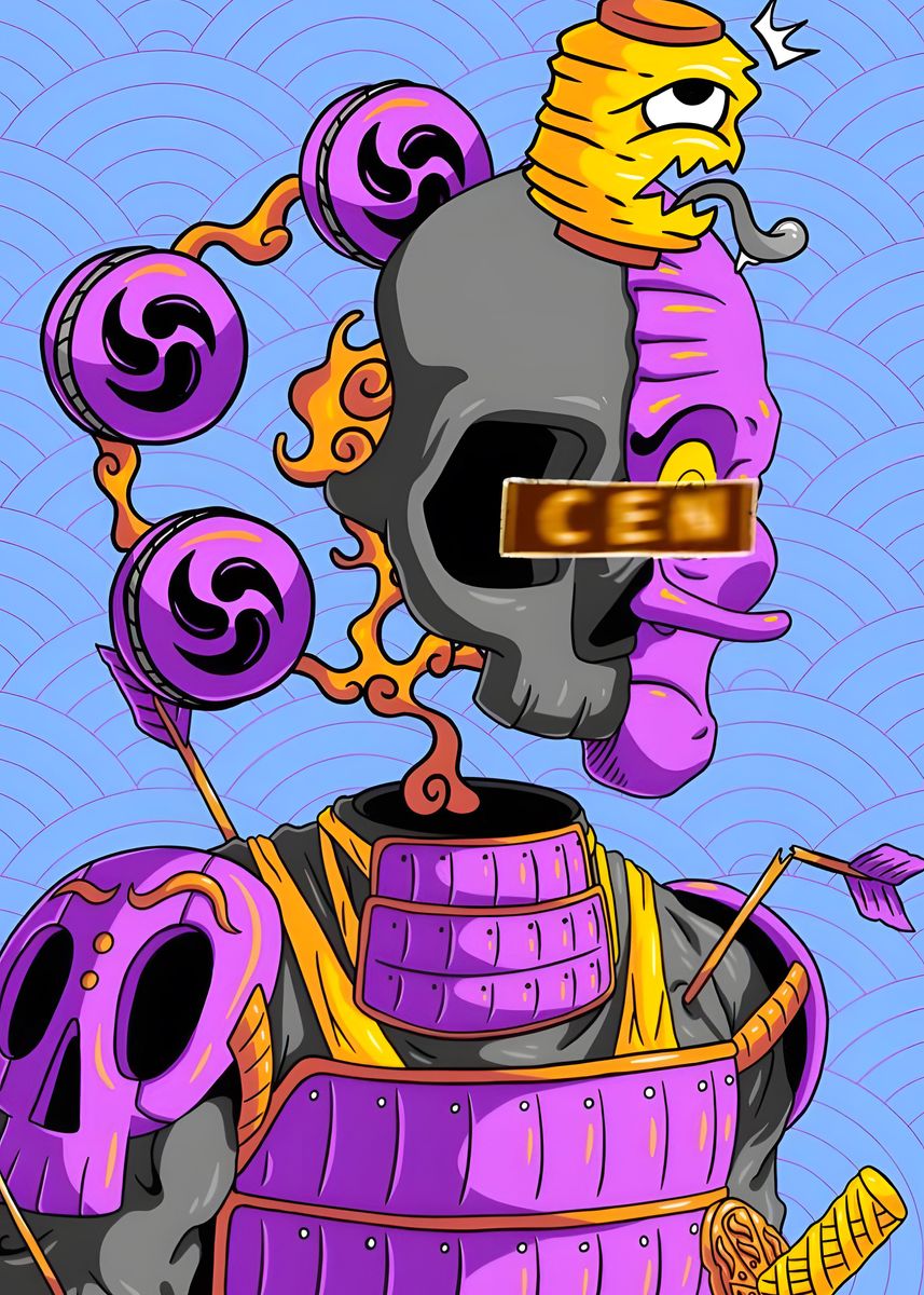 'Skeleton Samurai Japan' Poster, picture, metal print, paint by ...