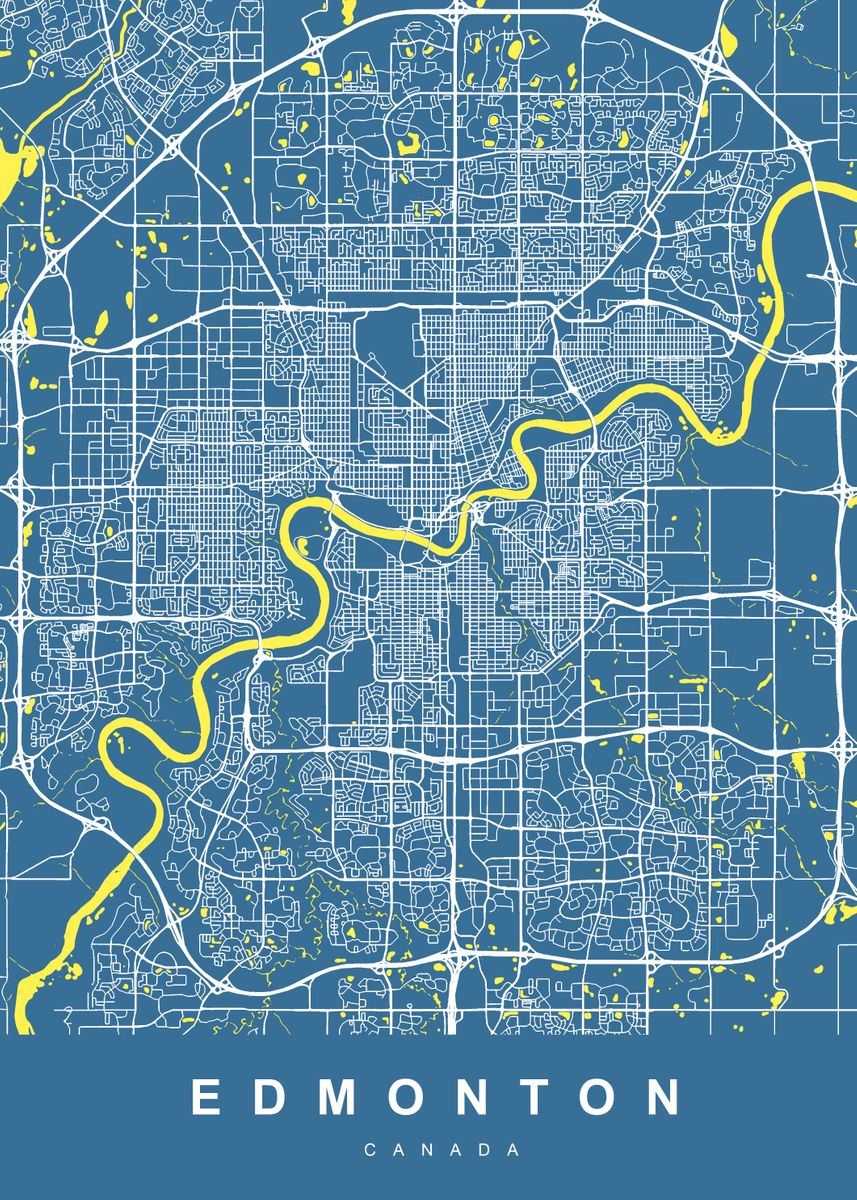 'EDMONTON Map CANADA' Poster, picture, metal print, paint by UrbanMaps ...