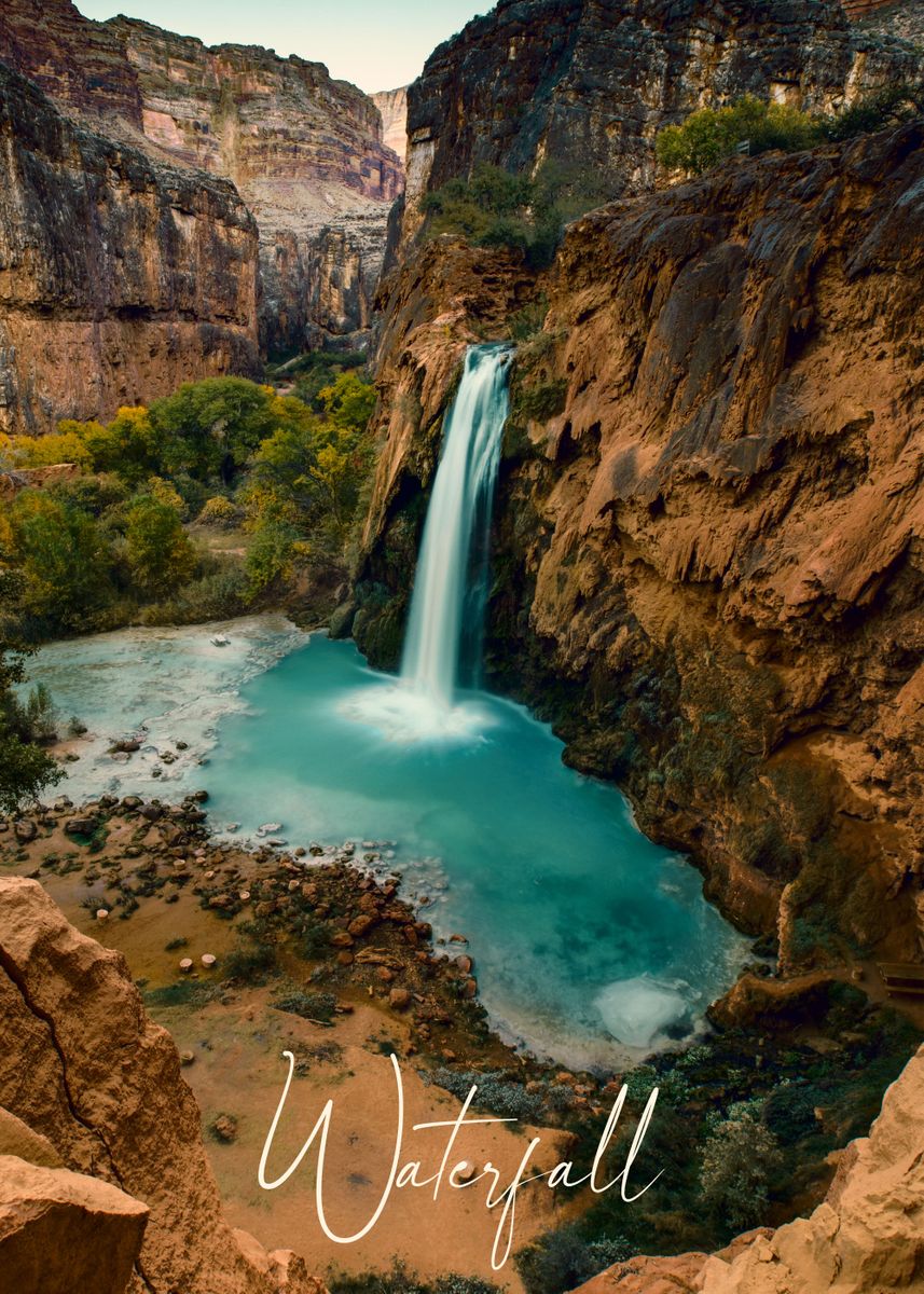 'Waterfall' Poster, picture, metal print, paint by Ties Rosi | Displate