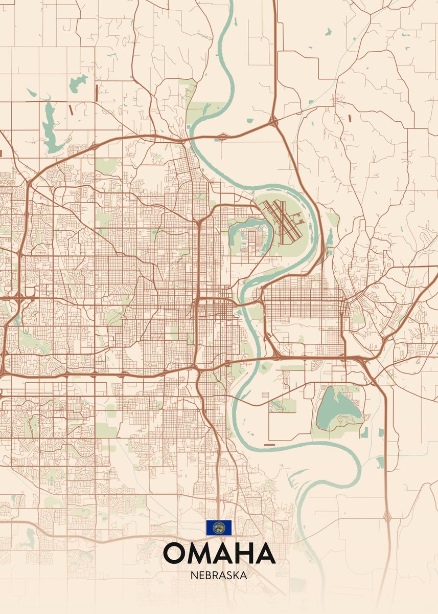 'Omaha NE' Poster, picture, metal print, paint by IMR Designs | Displate