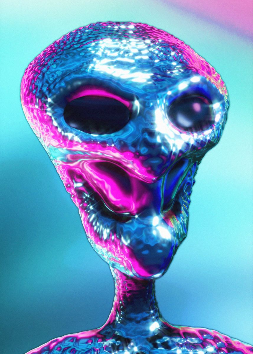 'Chrome Alien Longhead' Poster by Fr3aky | Displate