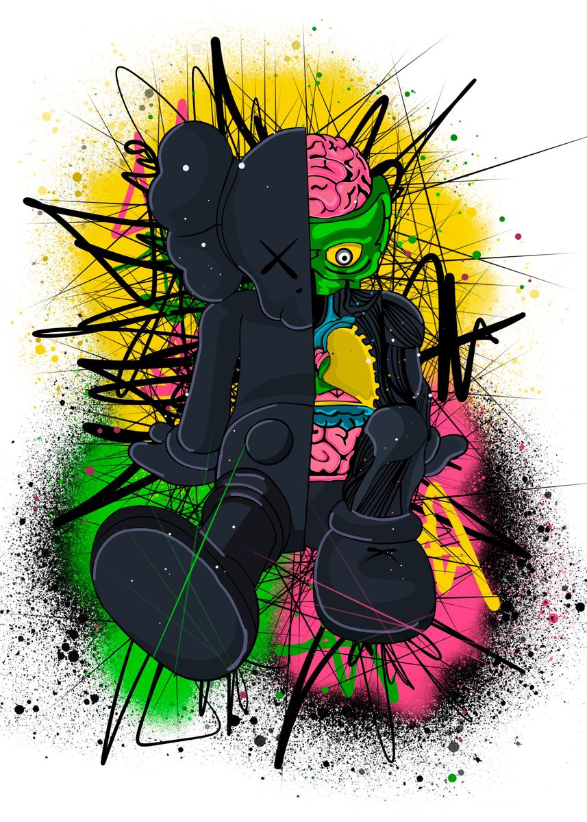 'Kaws' Poster, picture, metal print, paint by Biopic Studio | Displate