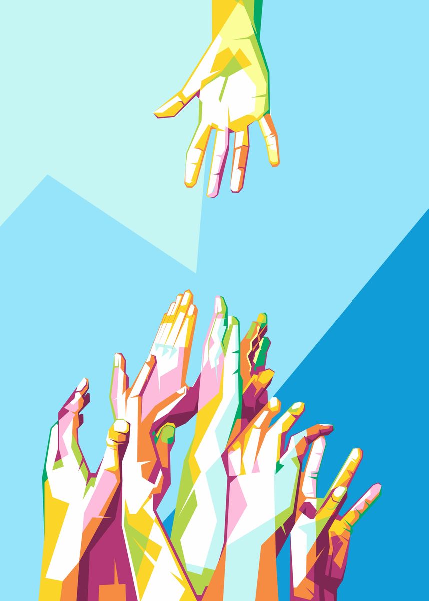 'colorful hands' Poster, picture, metal print, paint by erna setiawan ...
