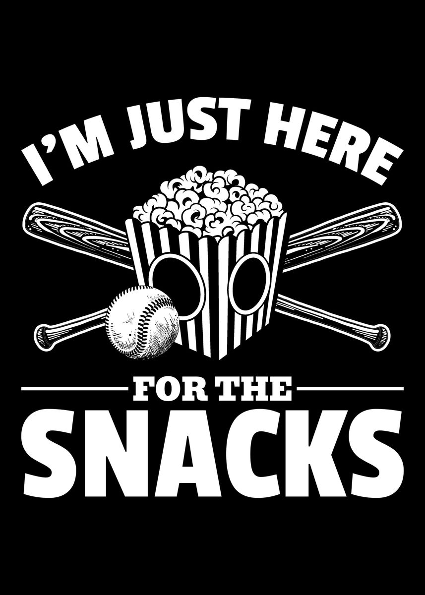 'Popcorn Baseball Snack' Poster, picture, metal print, paint by ...