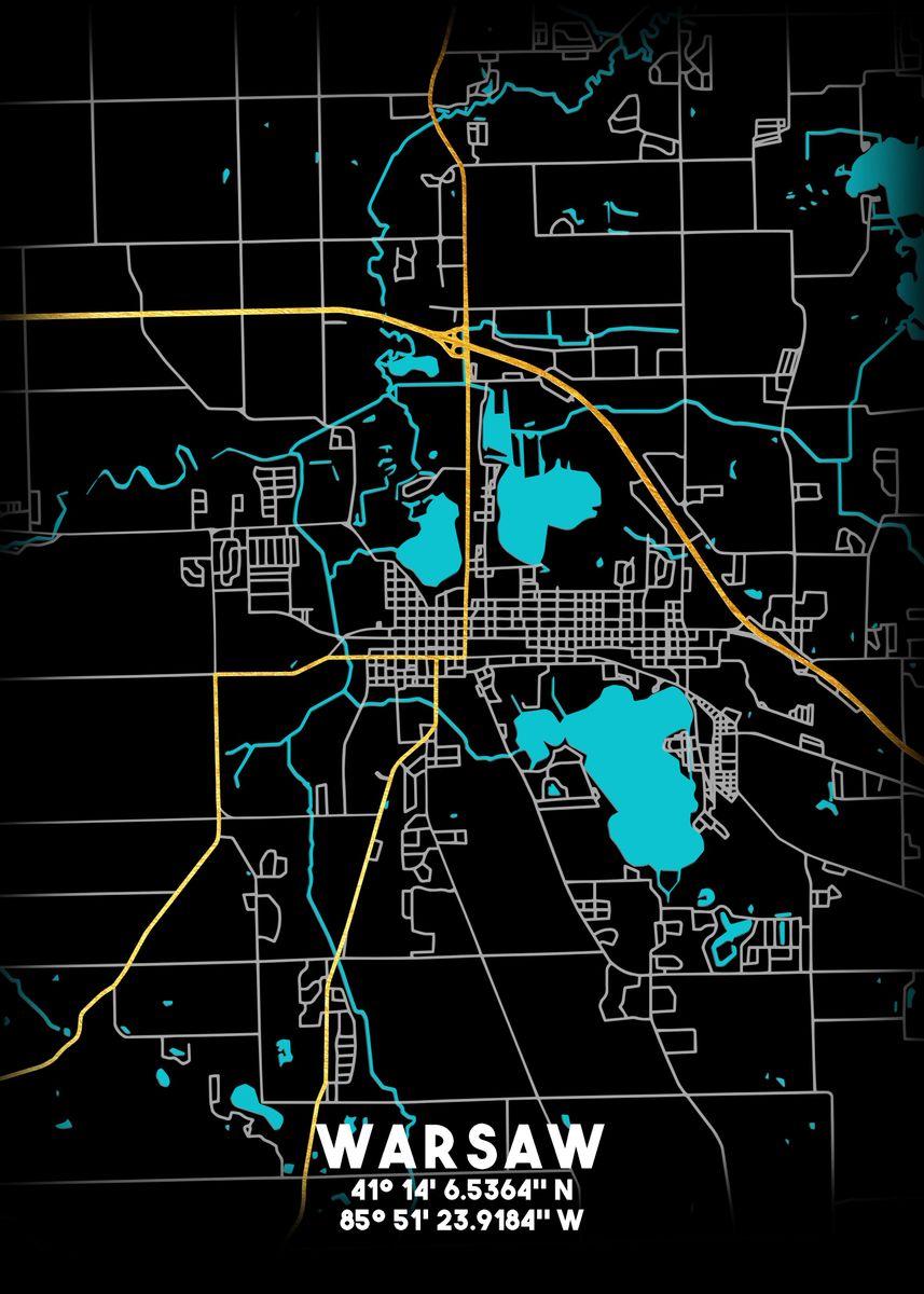 'Warsaw Indiana USA' Poster, picture, metal print, paint by Clayborne ...