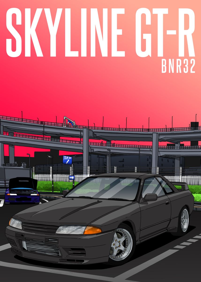 'GTR R32' Poster, picture, metal print, paint by ND Fat | Displate
