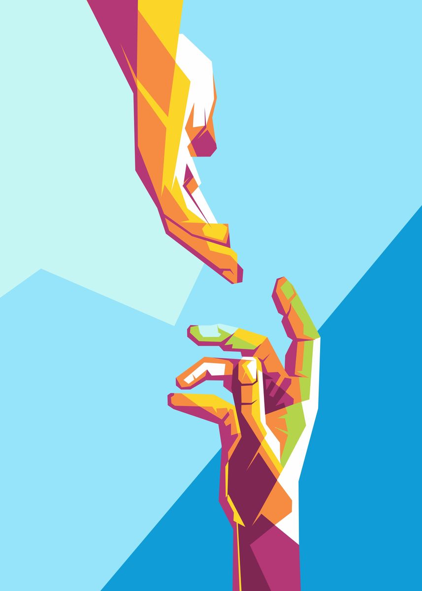 'colorful hands' Poster, picture, metal print, paint by erna setiawan ...