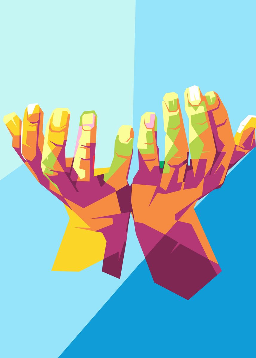 'colorful hand' Poster, picture, metal print, paint by erna setiawan ...