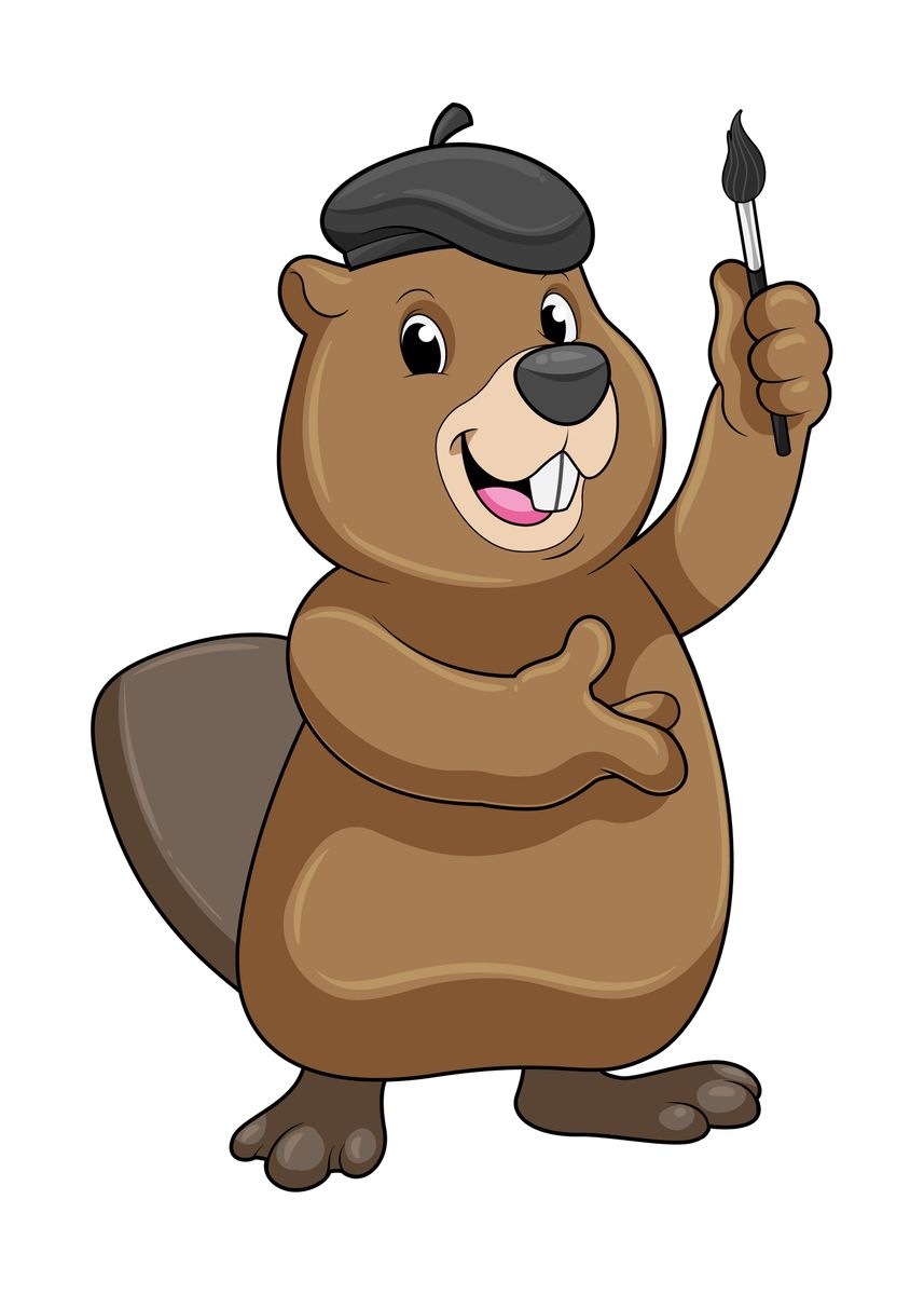 'Beaver Painter Paint brush' Poster by Markus Schnabel | Displate