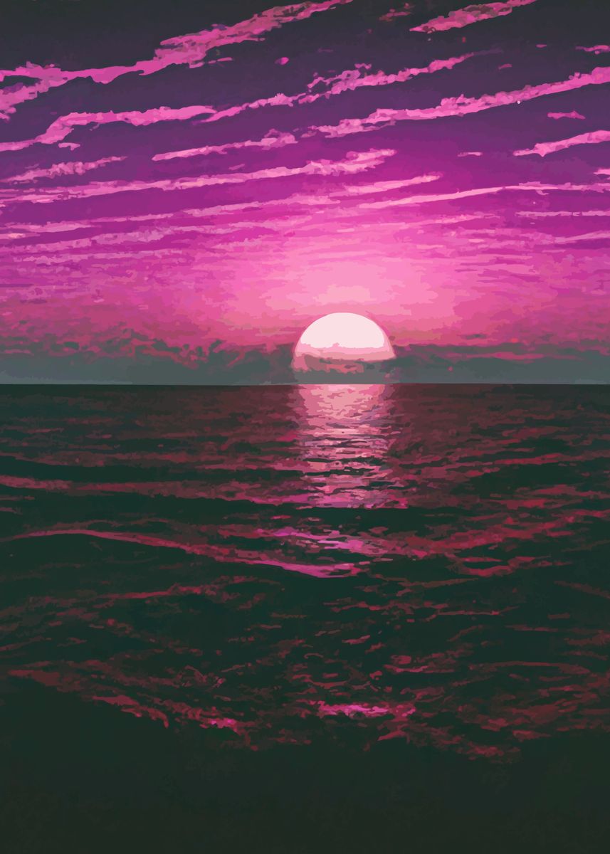 'Sunset View Retro' Poster, picture, metal print, paint by nueman ...