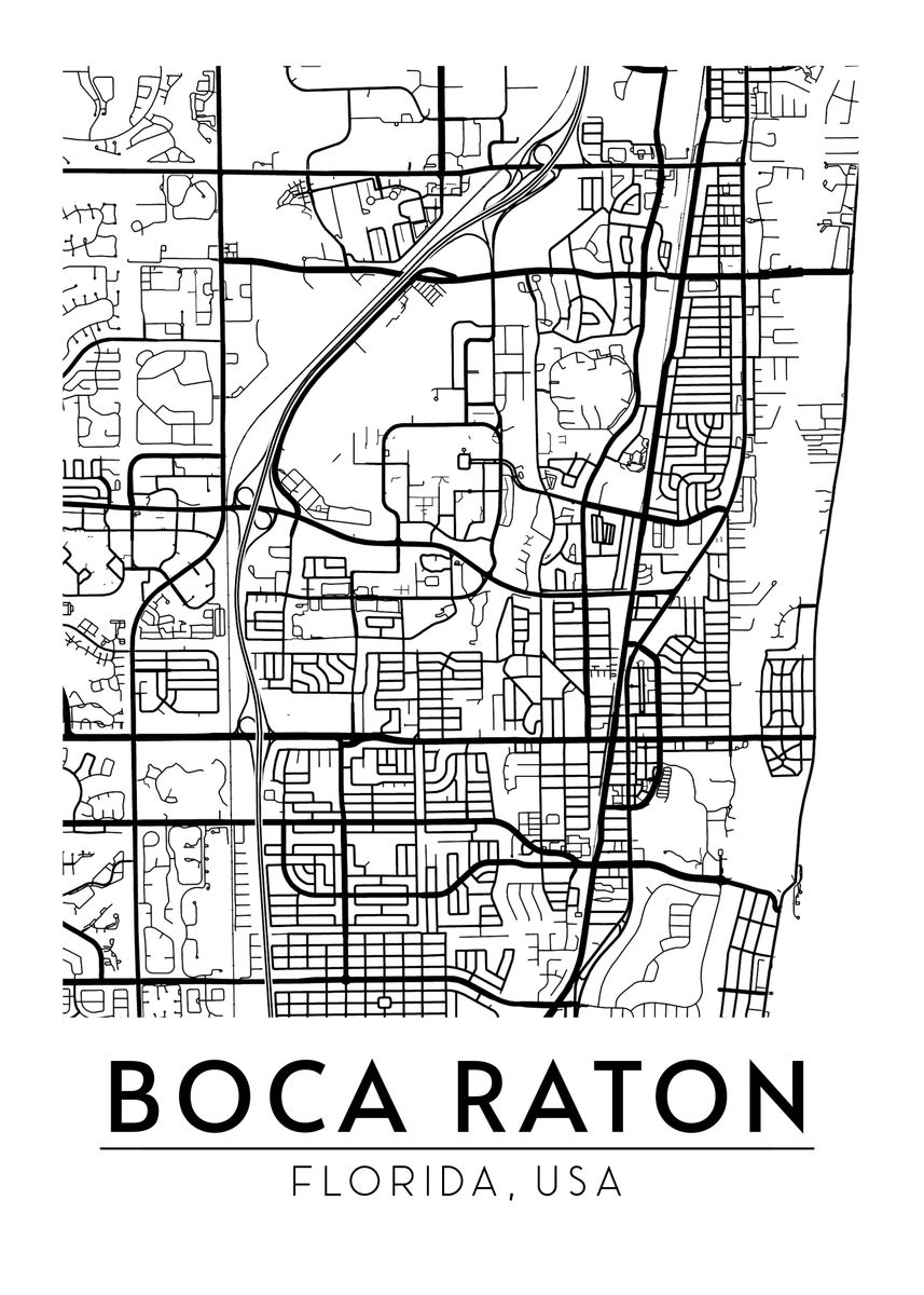 'Boca Raton Florida Map' Poster, picture, metal print, paint by Neo ...