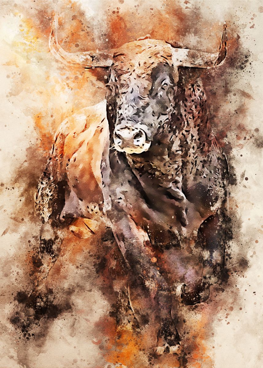 'Bison Splatter' Poster, picture, metal print, paint by Muh Asdar ...