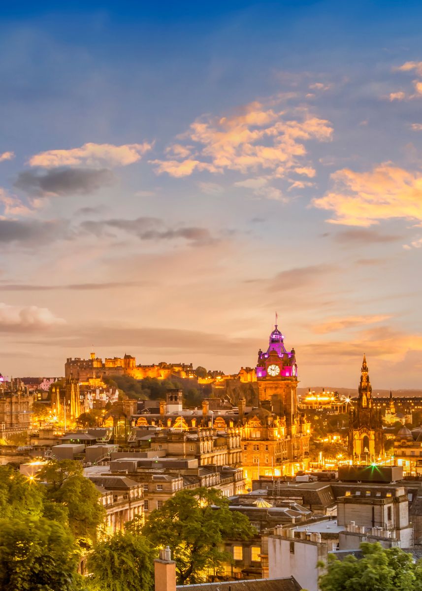 'Edinburgh Sunset' Poster, picture, metal print, paint by Melanie Viola ...