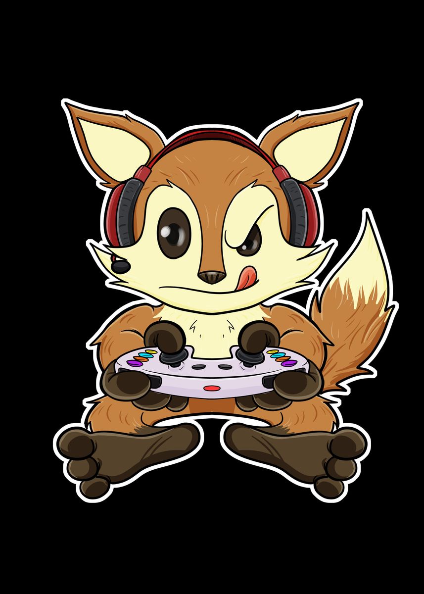 'Fox Video Game Controller' Poster, picture, metal print, paint by ...