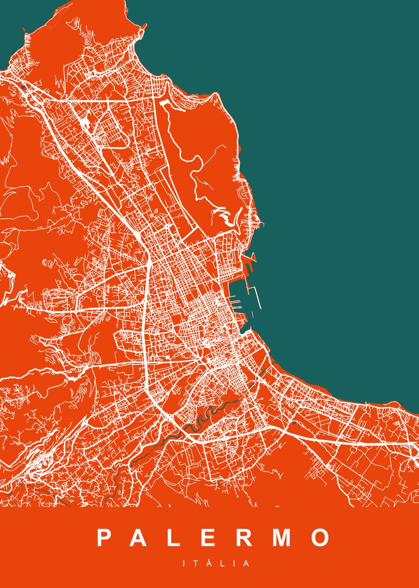 'PALERMO Map ITALY' Poster, picture, metal print, paint by UrbanMaps ...