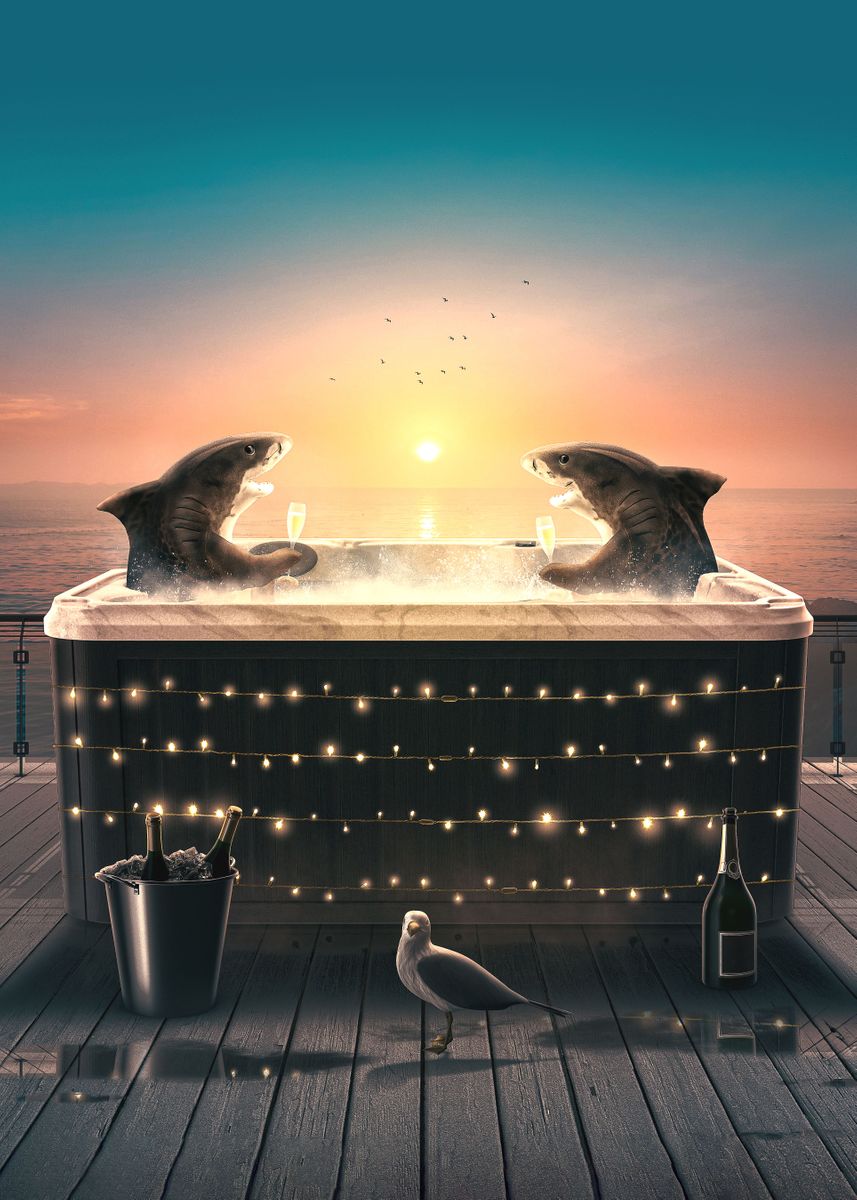 'Fintastic Sea View' Poster, picture, metal print, paint by Adam ...