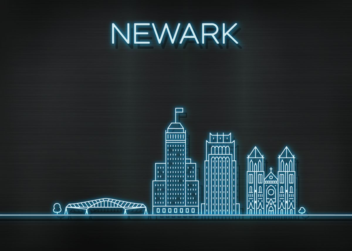 'Newark City Skyline' Poster by XandYart | Displate