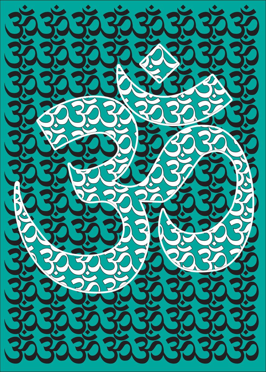 'Om Teal' Poster, picture, metal print, paint by Jash Jhaveri | Displate