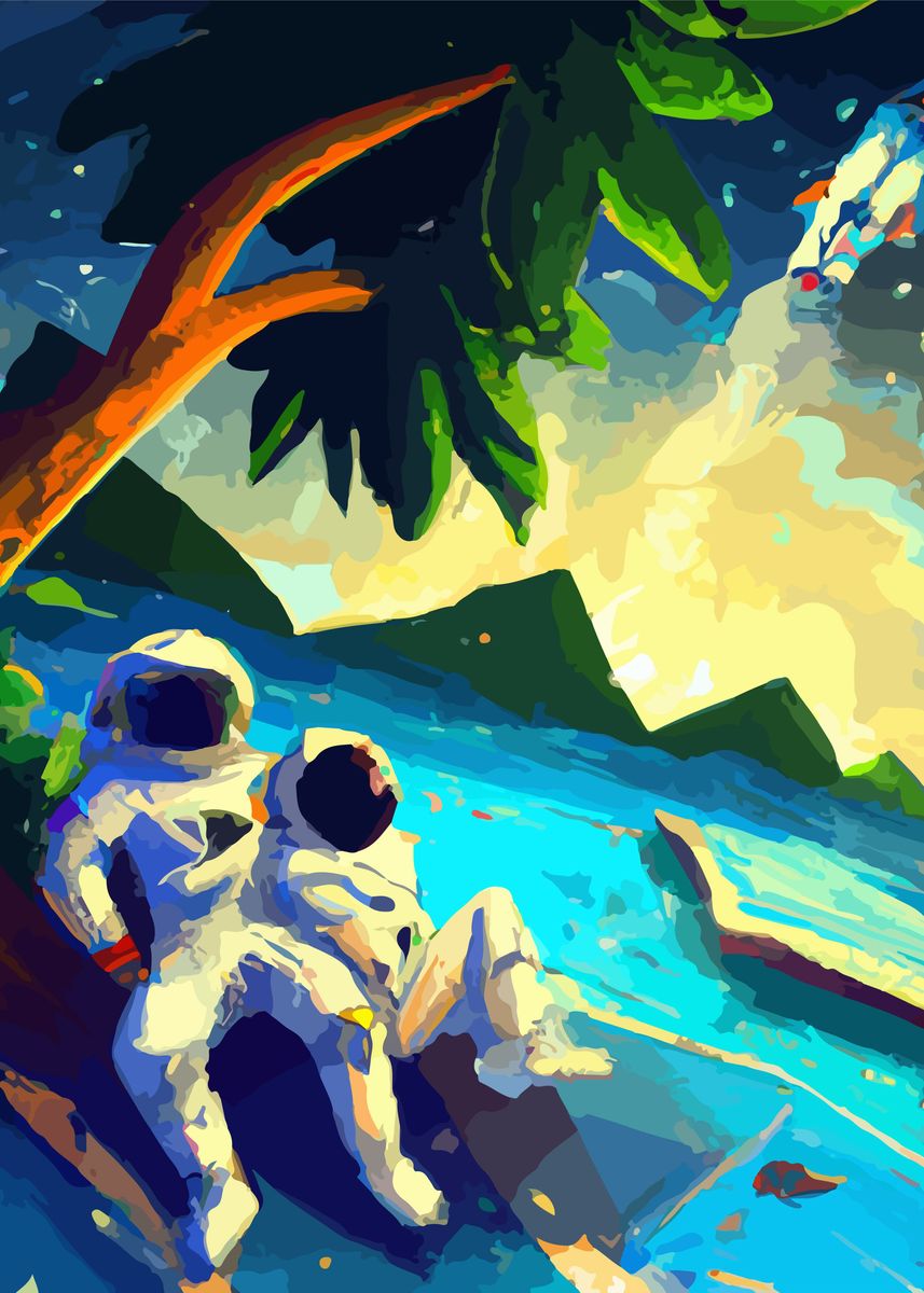 'Astronaut in beach' Poster, picture, metal print, paint by Elz art ...