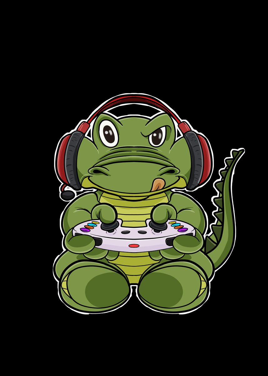 'Crocodile Video Gamer' Poster, picture, metal print, paint by ...