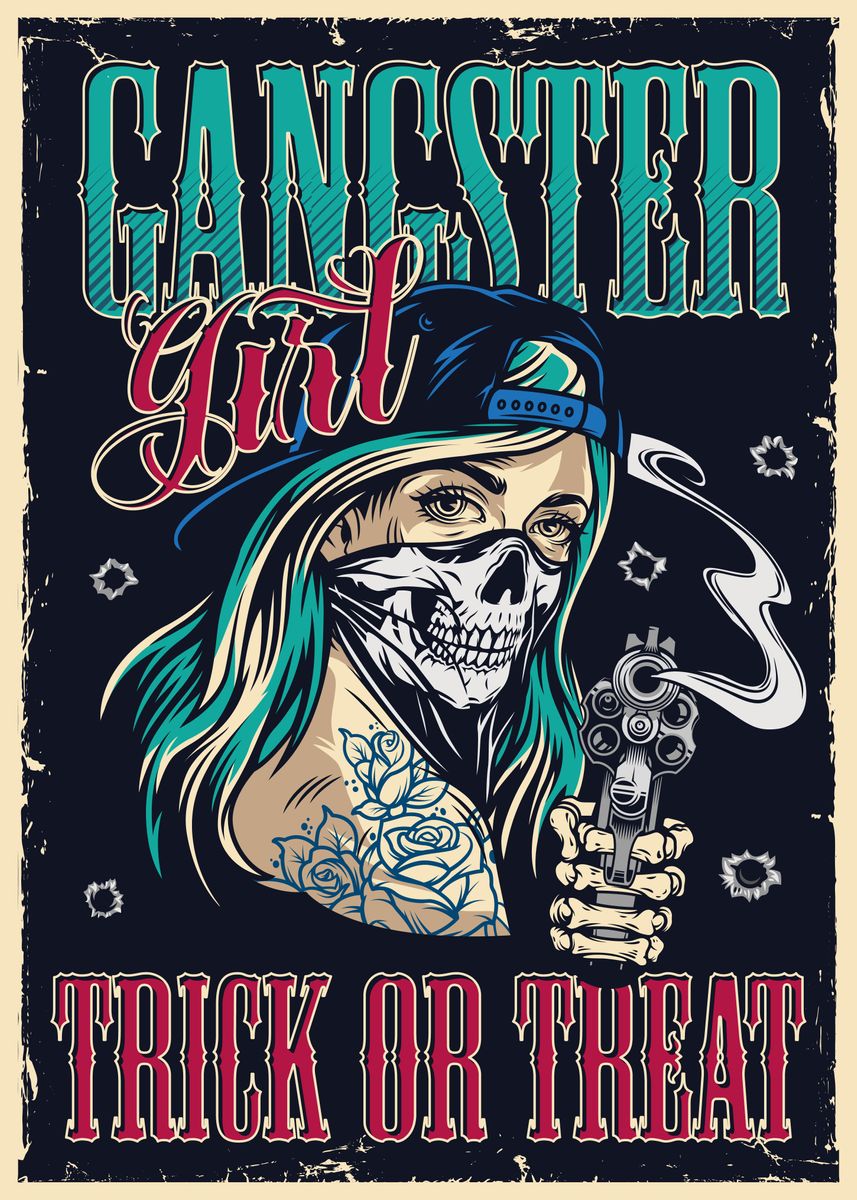 'Gangster Girl' Poster, picture, metal print, paint by 3am | Displate
