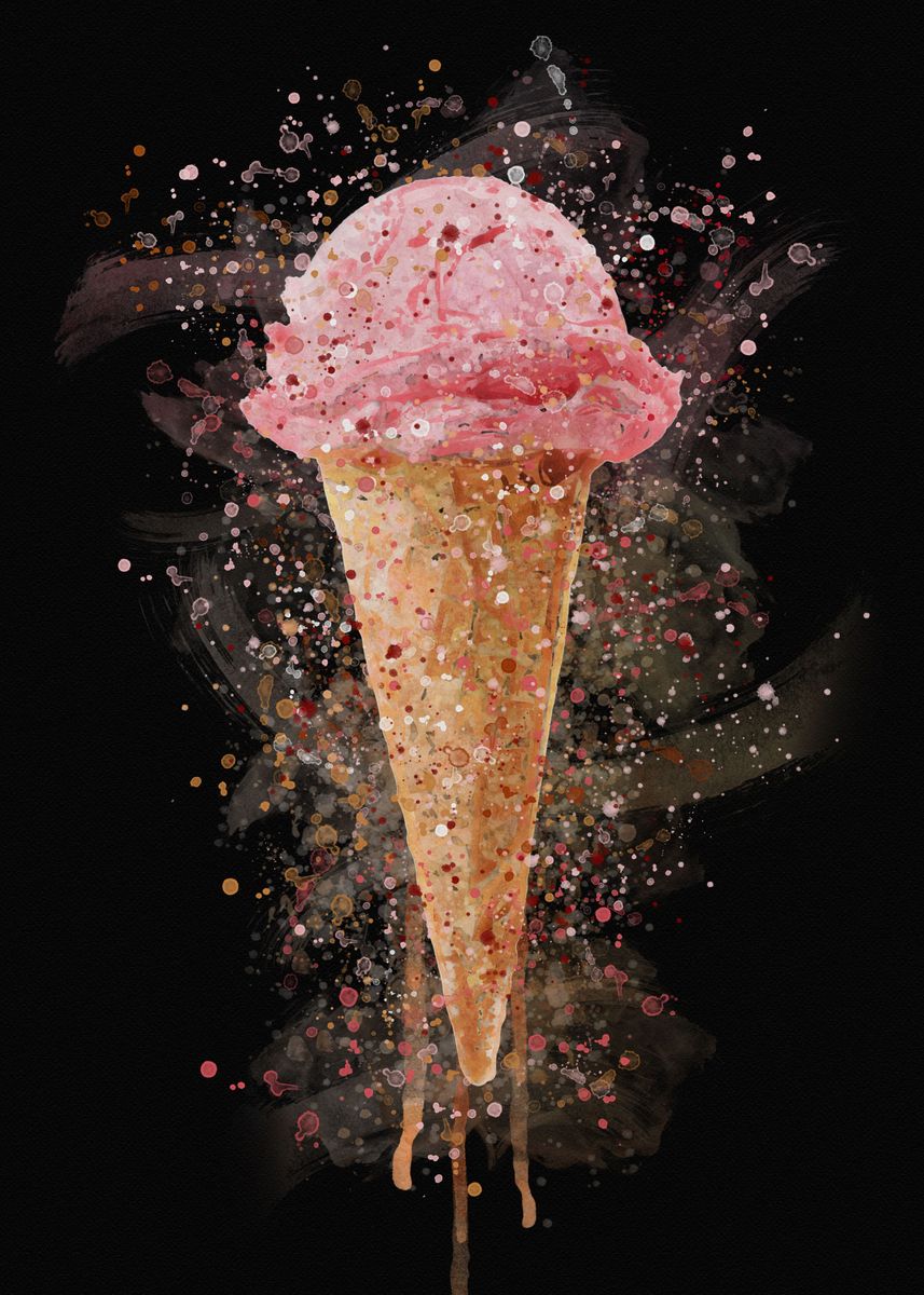 'Pink Ice cream watercolor' Poster by Kitty Kit | Displate