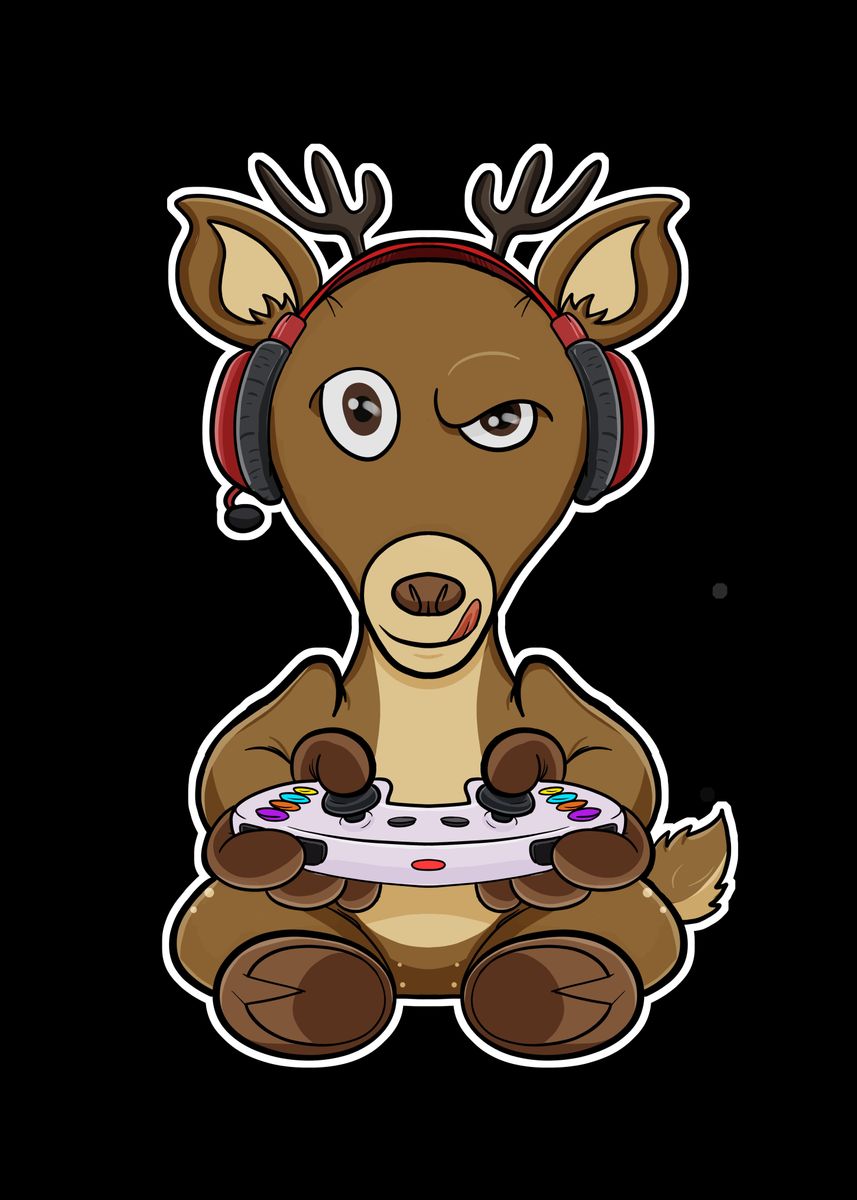 'Deer Video Game Controller' Poster, picture, metal print, paint by ...