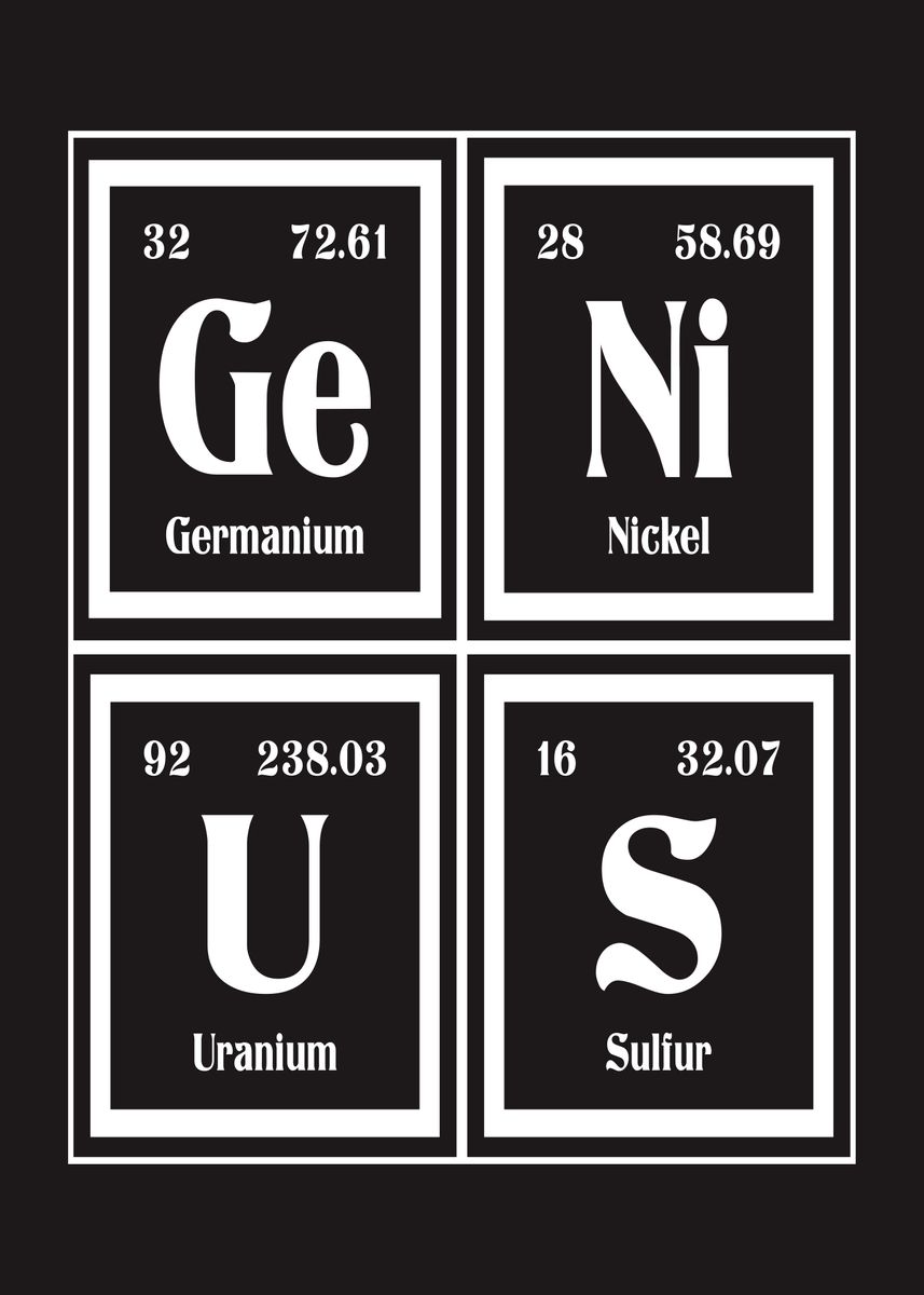'Genius Table of Elements' Poster, picture, metal print, paint by ...