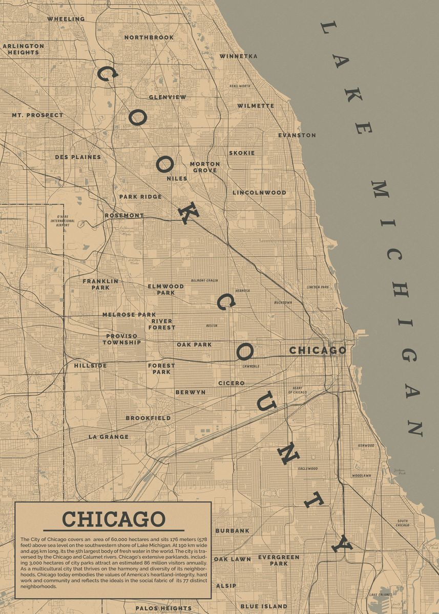 'CHICAGO' Poster, picture, metal print, paint by Andi Permana | Displate