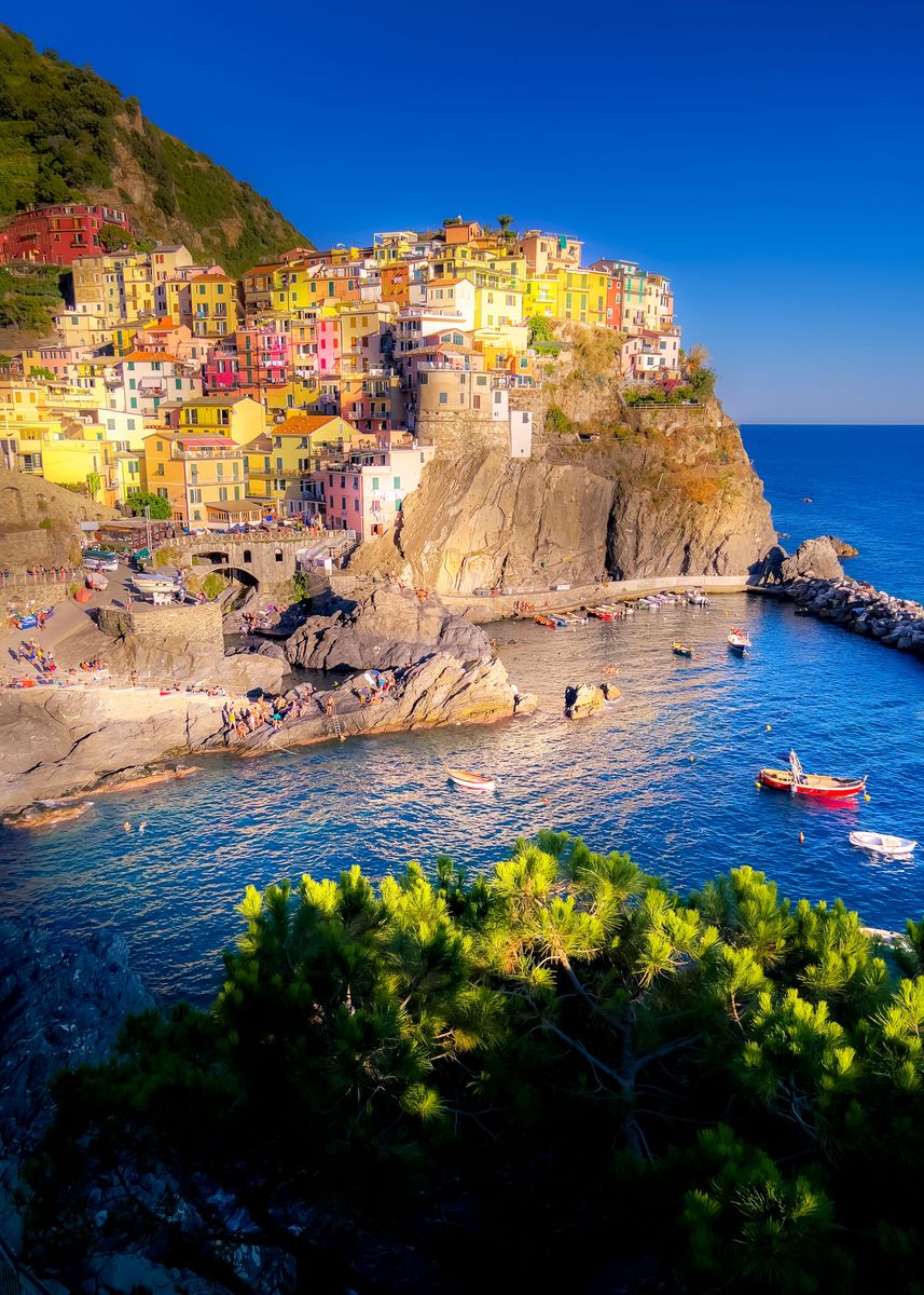 'Colorful Manarola' Poster, picture, metal print, paint by Mango Art ...