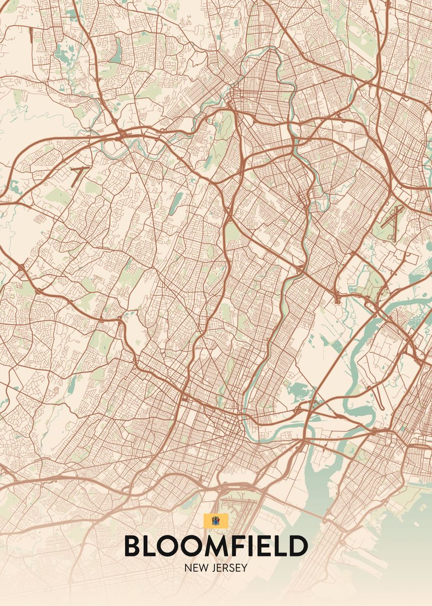 'Bloomfield NJ' Poster, picture, metal print, paint by IMR Designs ...