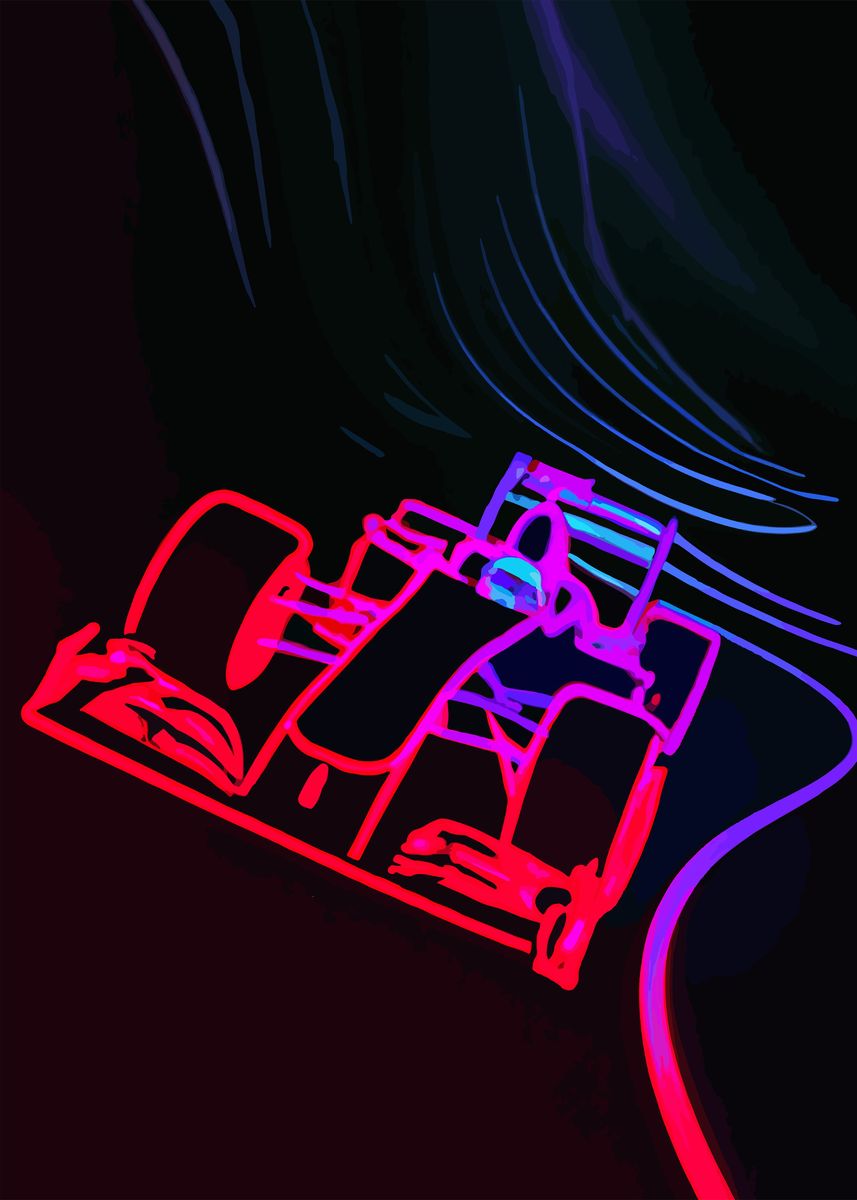 'neon F1 car' Poster by for Alms | Displate