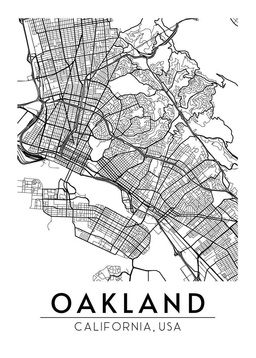 'Oakland California Map' Poster, picture, metal print, paint by Neo ...