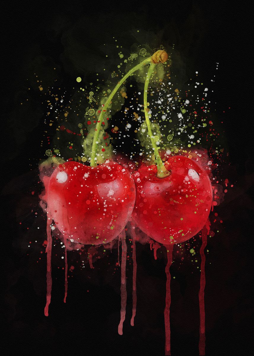 'Cherry watercolor ' Poster, picture, metal print, paint by Kitty Kit ...