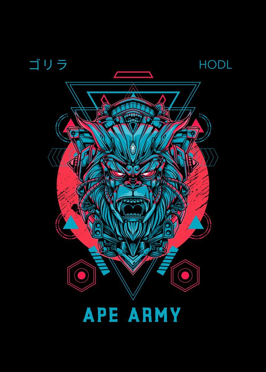'Gorilla Apes APE ARMY' Poster, picture, metal print, paint by ...