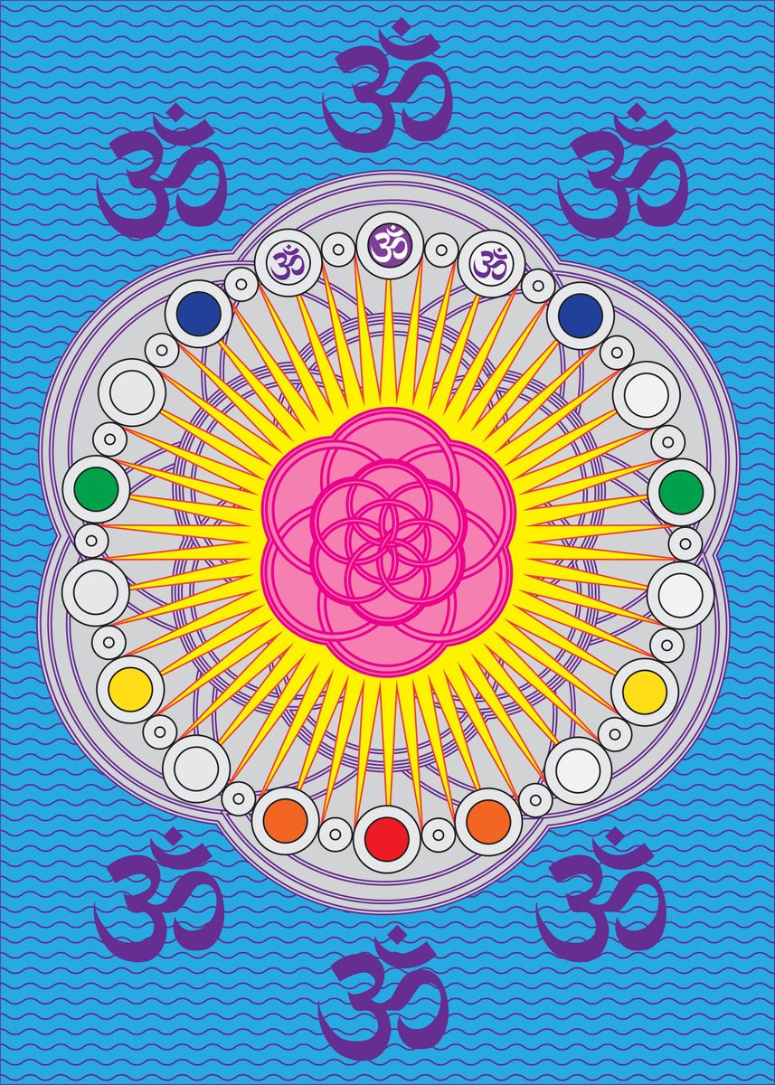 'Om Seed Of Life Blue' Poster, picture, metal print, paint by Jash ...