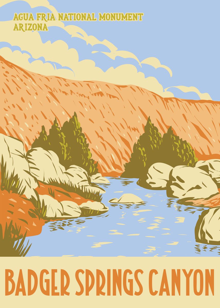 'Badger Springs Canyon WPA' Poster, picture, metal print, paint by John ...